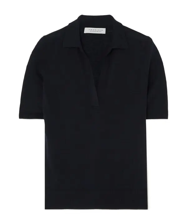Gabriela Hearst Short Sleeve Polo Shirt - Navy Blue