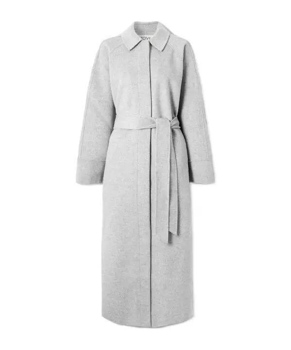 Tove Long Sleeved Belted Coat - Grey