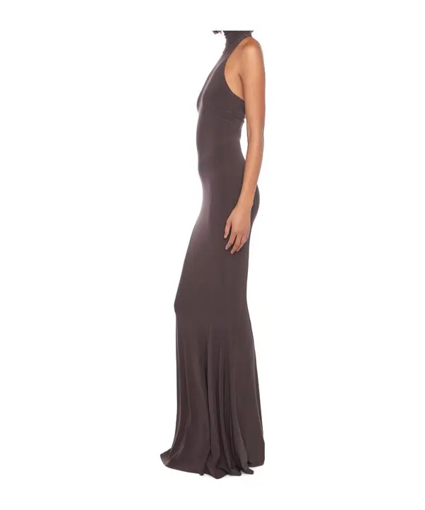Norma Kamali Halterneck Fishtail Gown - Chocolate