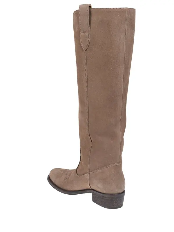 VIA ROMA 15 Embroidered Suede Pull-on Boots