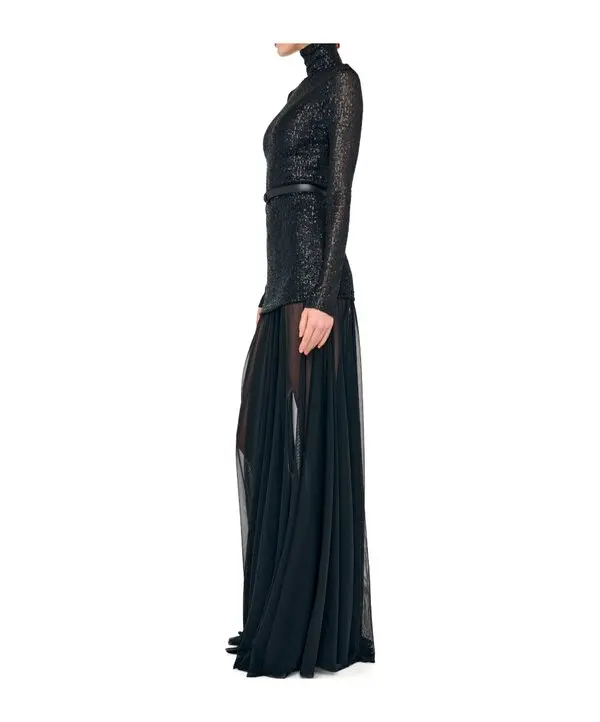 Norma Kamali Sequin-embellished Roll-neck Gown