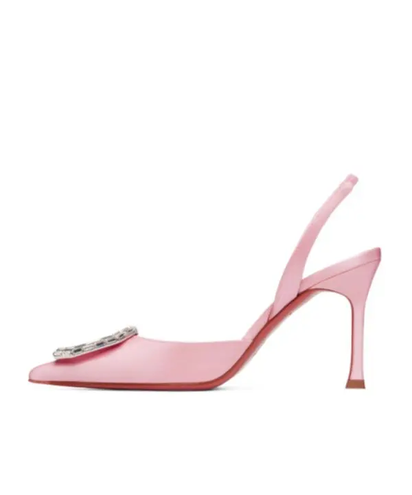Amina Muaddi Pointed Toe Slingback High-heeled Sandals - Pink