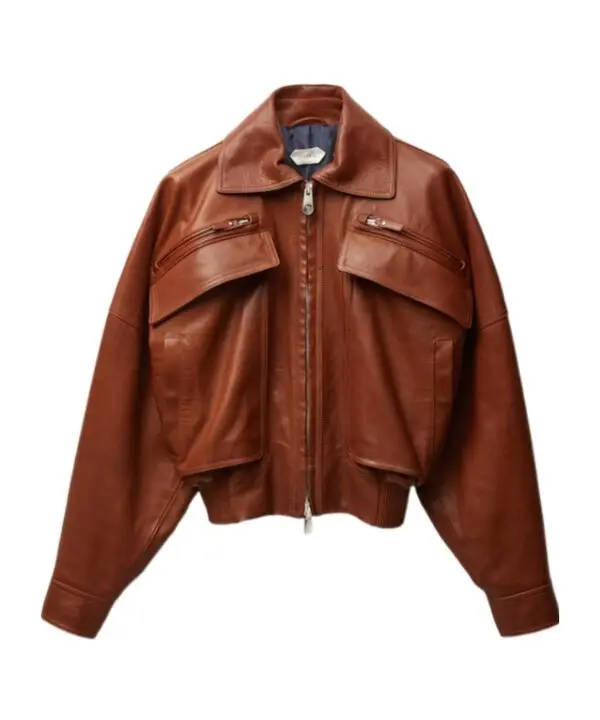 Versace Zipped Leather Blouson - Brown