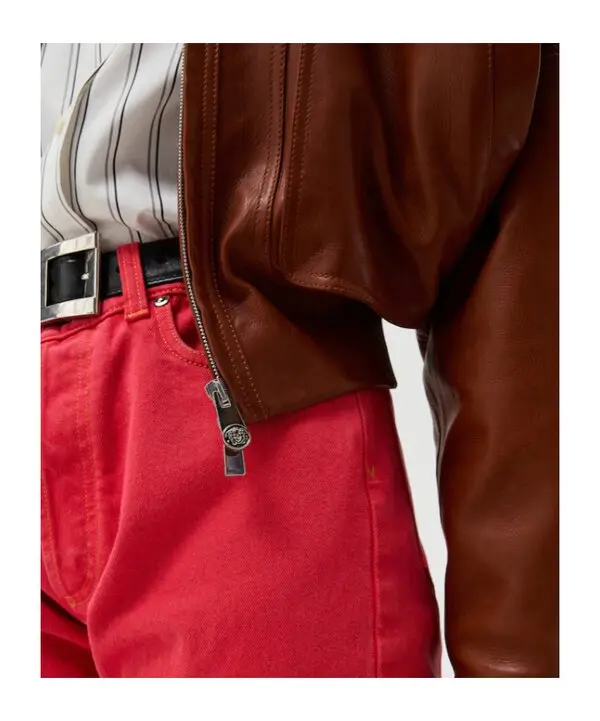 Versace Zipped Leather Blouson - Brown