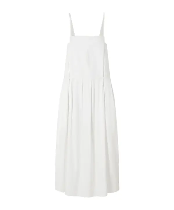 Khaite Adira Pleated Cotton-poplin Midi Dress - White