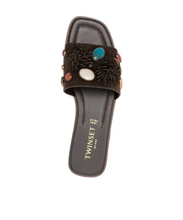 TWINSET Embellished Slide Sandals - Multicolor