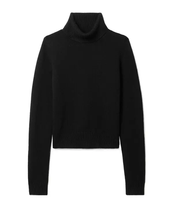 NILI LOTAN Turtleneck Sweater With Dropped Shoulders And Cropped Hem - Black