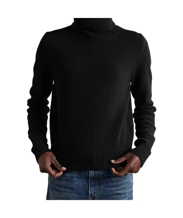NILI LOTAN Turtleneck Sweater With Dropped Shoulders And Cropped Hem - Black