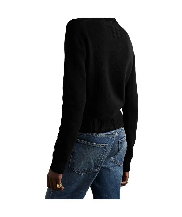 NILI LOTAN Turtleneck Sweater With Dropped Shoulders And Cropped Hem - Black