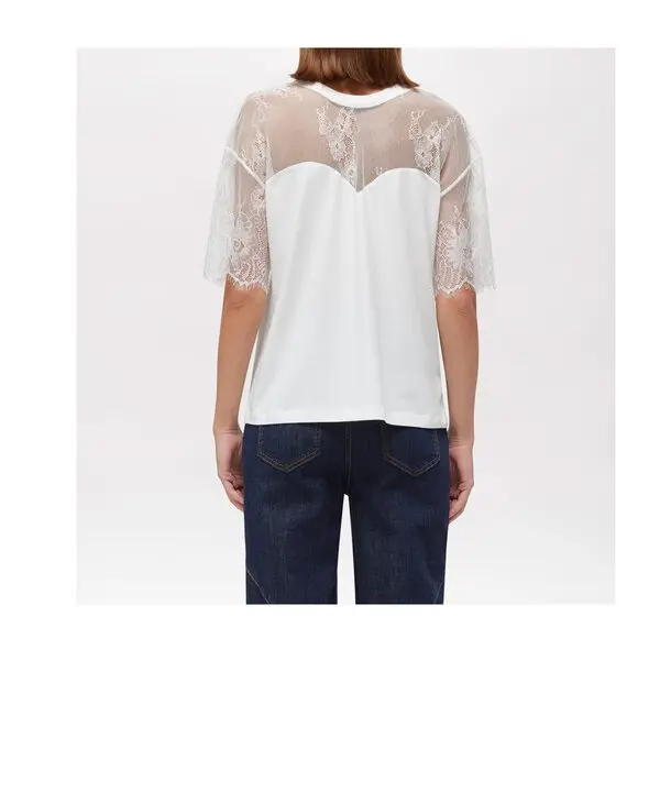 BLUGIRL Lace Trim V-neck T-shirt