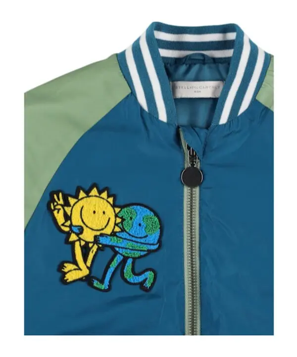Stella McCartney Embroidered Patch Bomber Jacket - Blue