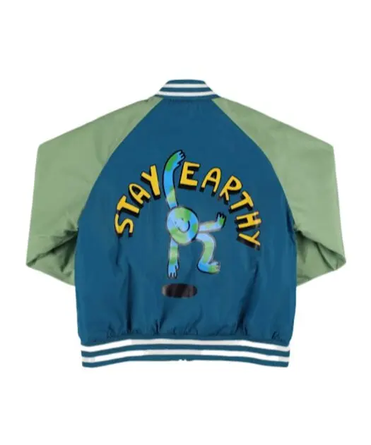 Stella McCartney Embroidered Patch Bomber Jacket - Blue