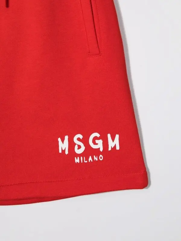 MSGM Logo Print Cotton Miniskirt