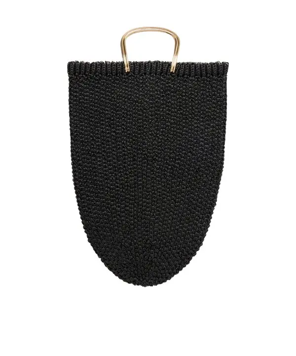 Tory Burch Woven Tote Bag With Hoop Handle - Black