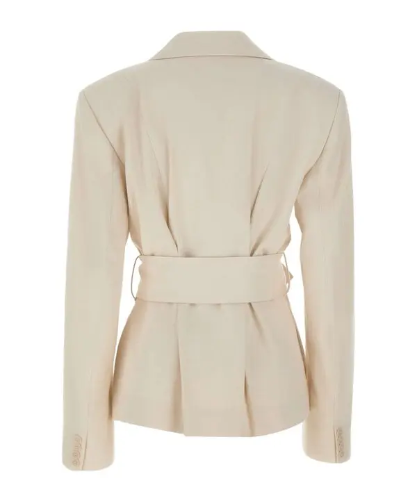 ROTATE BY BIRGER CHRISTENSEN Belted Fitted Blazer - Cream