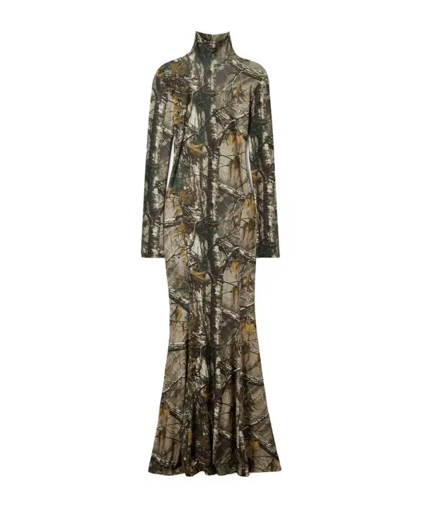 Norma Kamali Long Sleeve Turtleneck Fishtail Gown