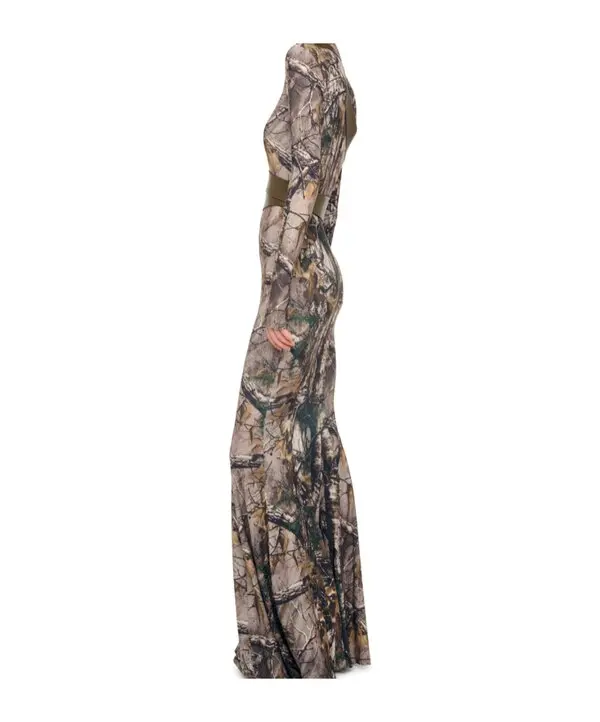 Norma Kamali Long Sleeve Turtleneck Fishtail Gown