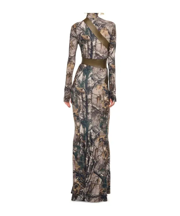 Norma Kamali Long Sleeve Turtleneck Fishtail Gown