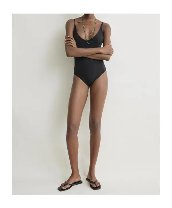 TOTEME Scoop Swimsuit With Tie-up Back - Black