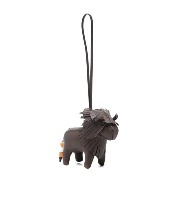 TOD'S Fringed Lion-motif Leather Keyring - Black