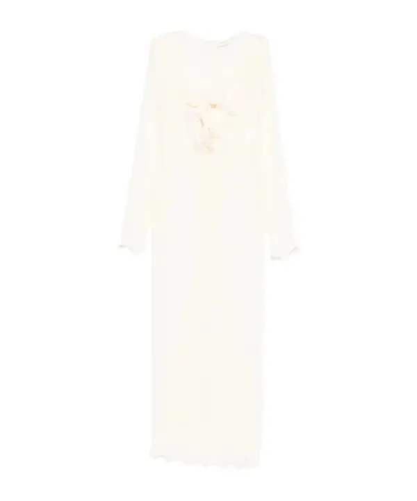 Magda Butrym Floral-applique Long-sleeved Maxi Dress - White