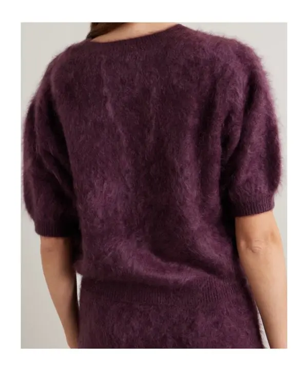 LISA YANG Short-sleeved Crew Neck Sweater - Claret