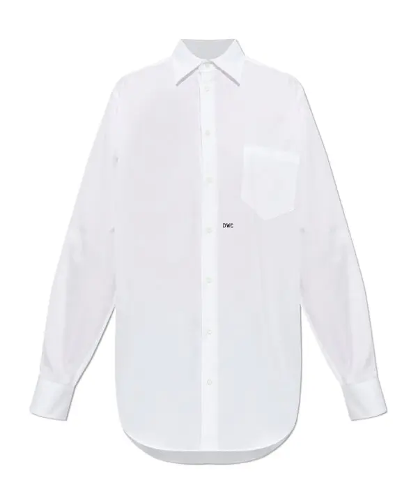 Dsquared2 Long Sleeve Buttoned Shirt With Turn-down Collar And 'dwc' Embroidery - White