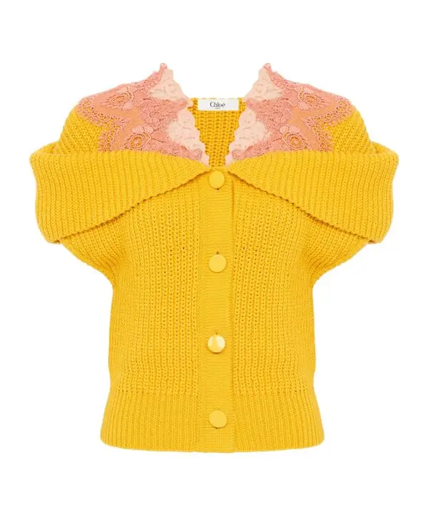 Chloé Cape Cardigan In A Cotton Knit Lace - Jinyahuang