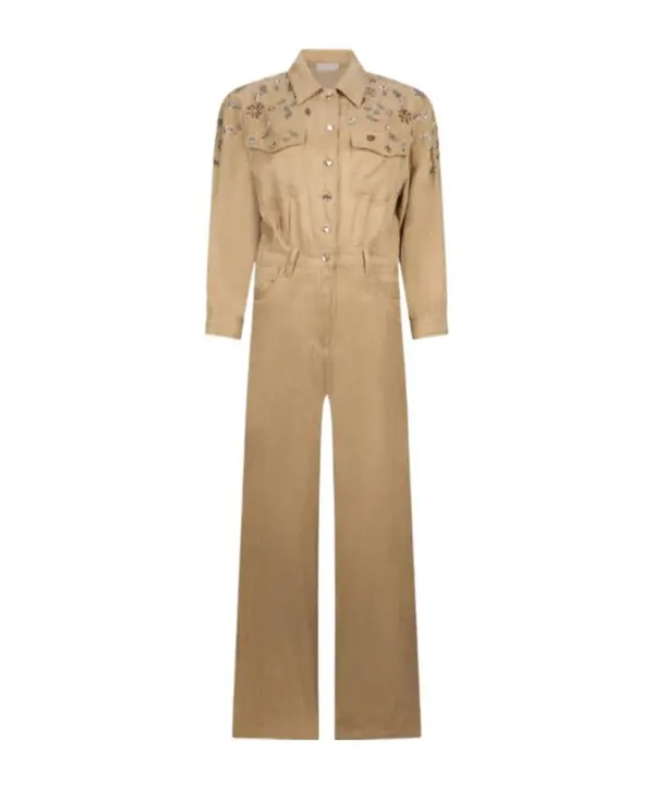 Liu Jo Embellished Long Jumpsuit - Light Beige