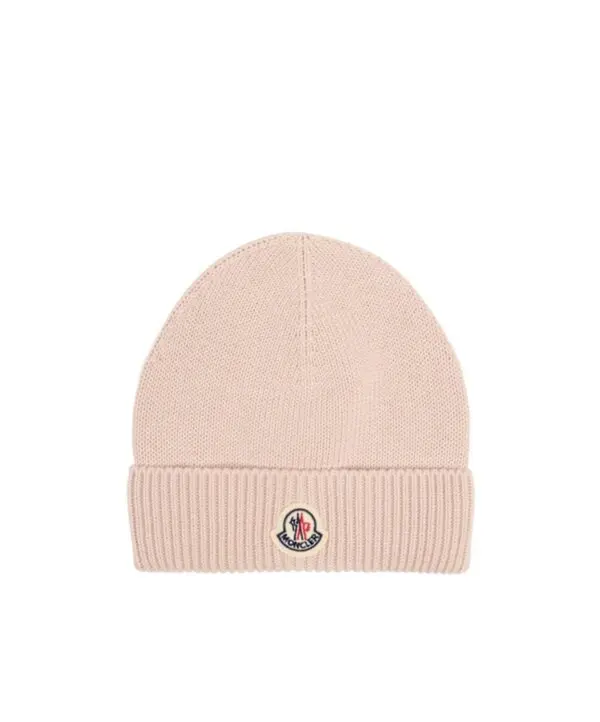 Moncler Logo Beanie - Nude