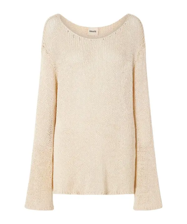 Khaite Davet Open-knit Silk And Cotton-blend Sweater - Nude