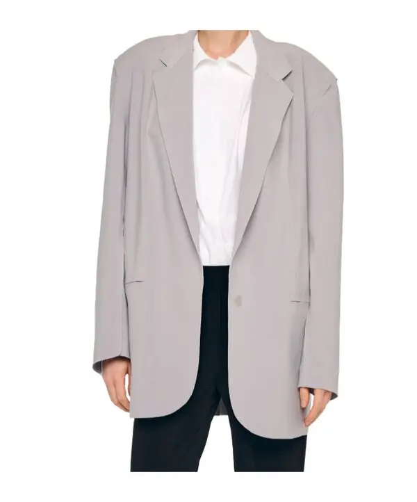 Norma Kamali Single-breasted Suit Jacket With Notched Lapel - Gray