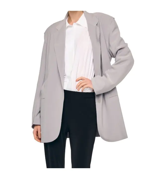 Norma Kamali Single-breasted Suit Jacket With Notched Lapel - Gray