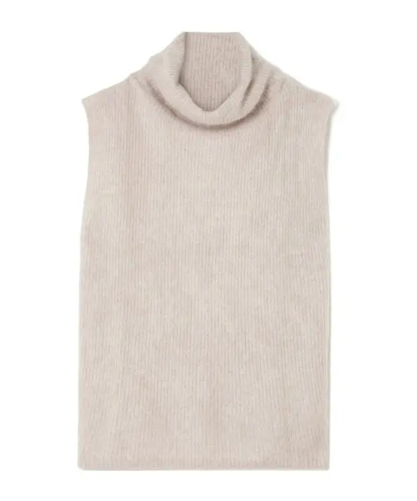LISA YANG Cashmere Turtleneck Sweater Vest - Sand-colored