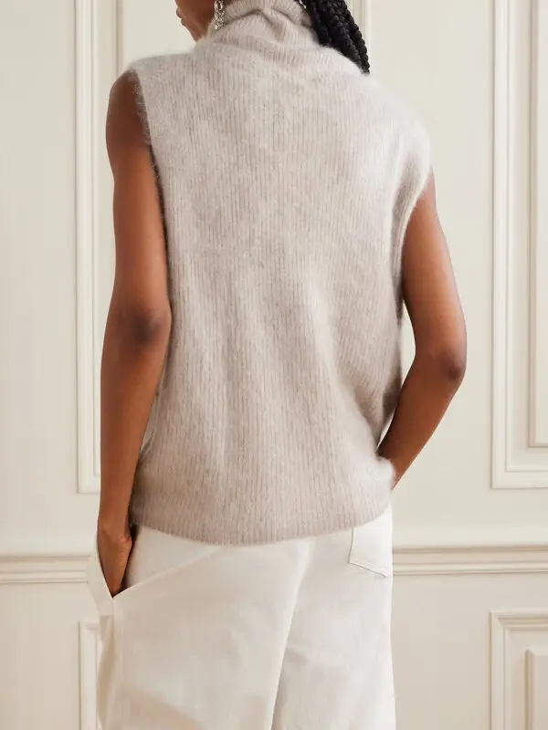 LISA YANG Cashmere Turtleneck Sweater Vest - Sand-colored