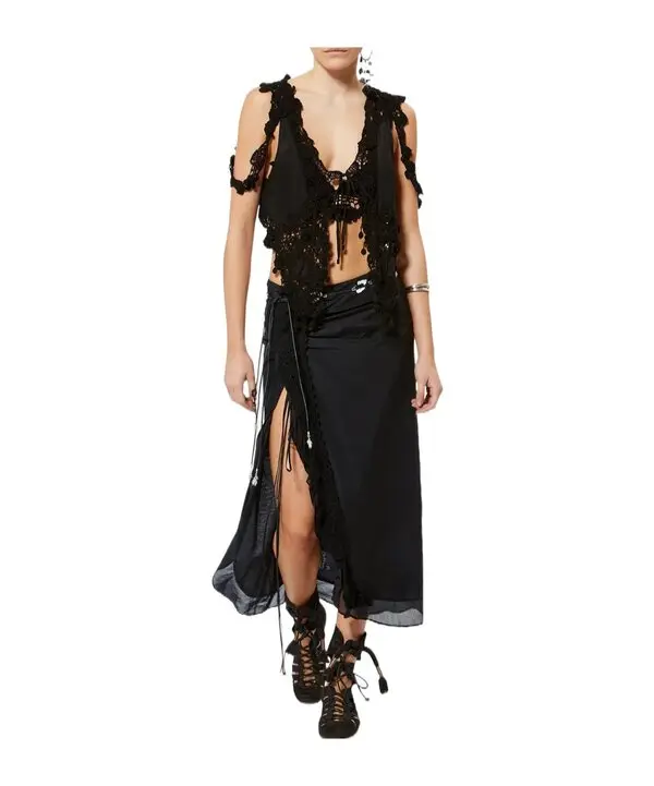 Isabel Marant Étoile Velina Crochet Slit Midi Skirt