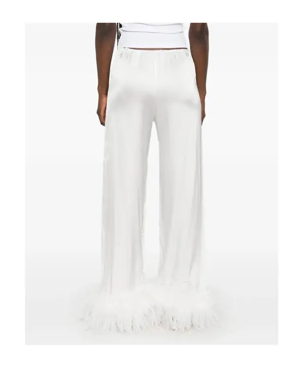 Oseree Feather-trim Wide-leg Trousers