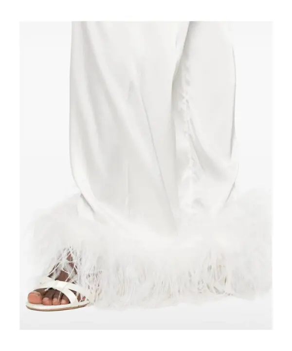 Oseree Feather-trim Wide-leg Trousers
