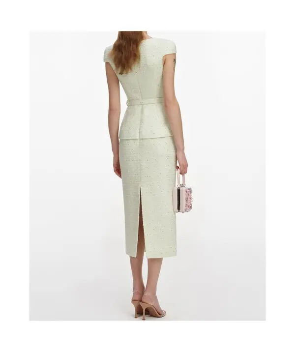 SELF-PORTRAIT Bouclé Midi Dress With Sequins