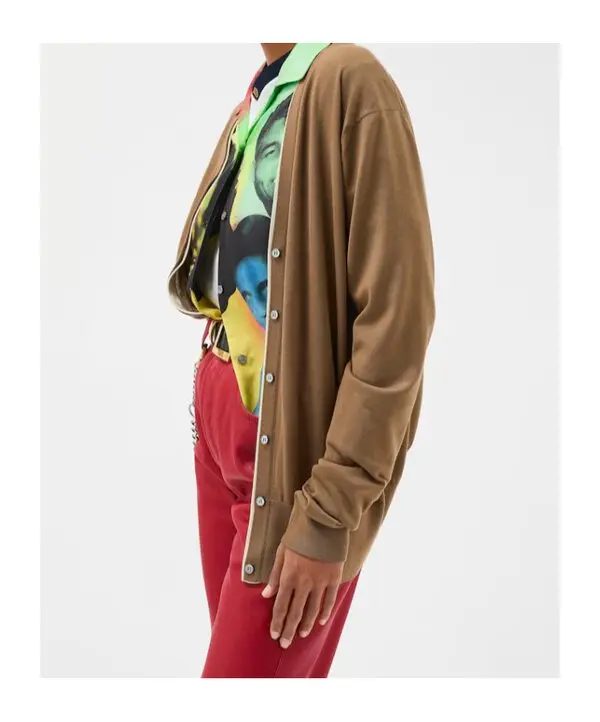 Versace Logo Embroidered Button-up Cardigan - Brown