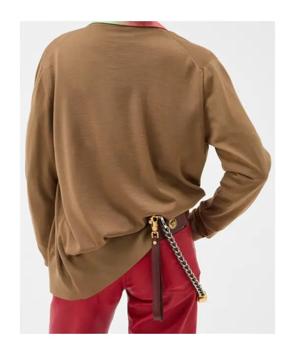 Versace Logo Embroidered Button-up Cardigan - Brown