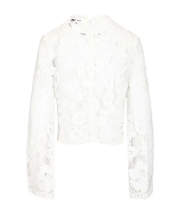 SELF-PORTRAIT Crochet Lace Top With Floral And Leaf Pattern - No
