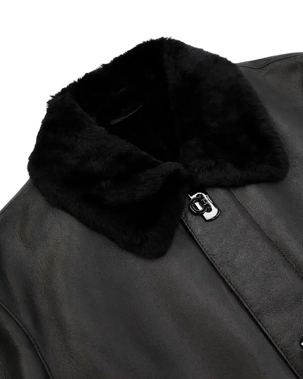 FERRAGAMO Leather Lapel Coat