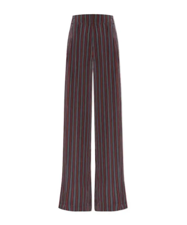 Dries Van Noten Striped High-waisted Trousers - Grey