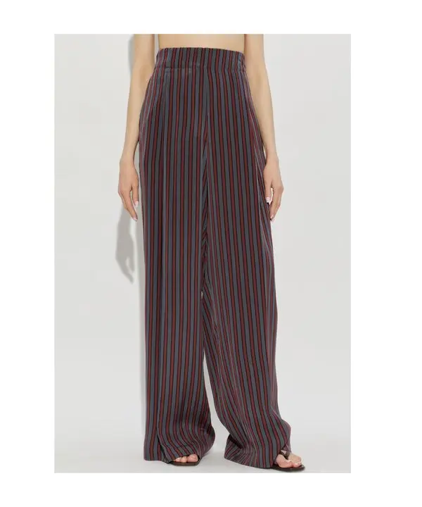 Dries Van Noten Striped High-waisted Trousers - Grey