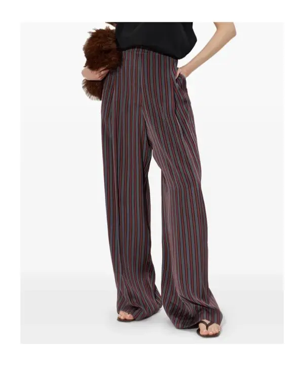 Dries Van Noten Striped High-waisted Trousers - Grey