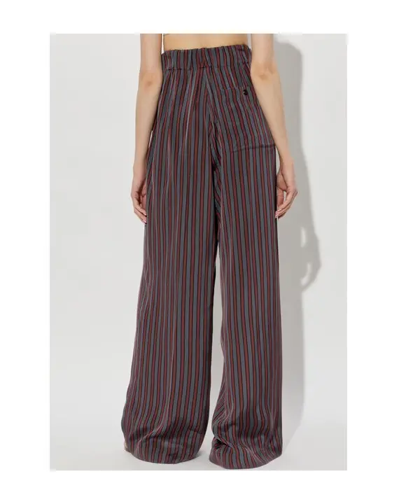 Dries Van Noten Striped High-waisted Trousers - Grey