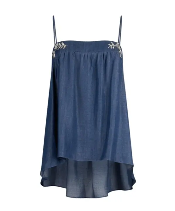 Liu Jo Square Neck Beaded Top - Blue