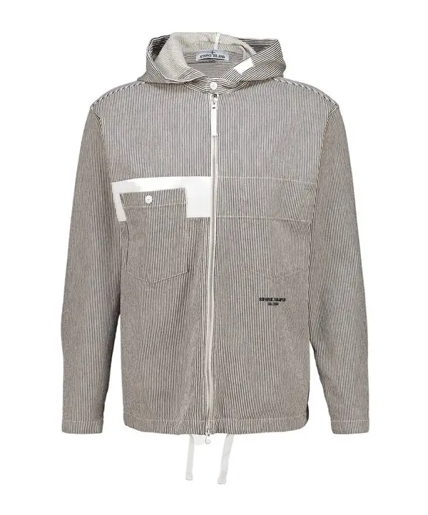 Stone Island Zip-front Striped Cotton Hooded Jacket