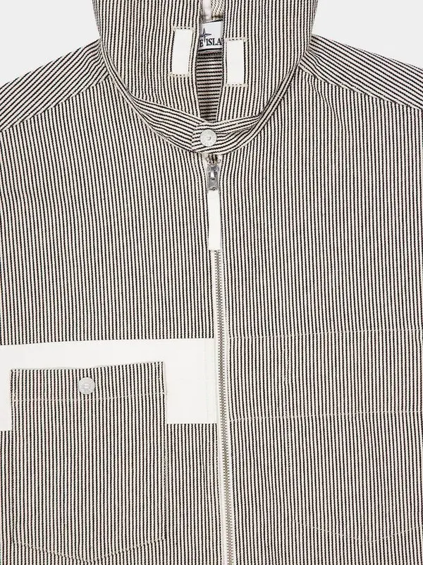Stone Island Zip-front Striped Cotton Hooded Jacket